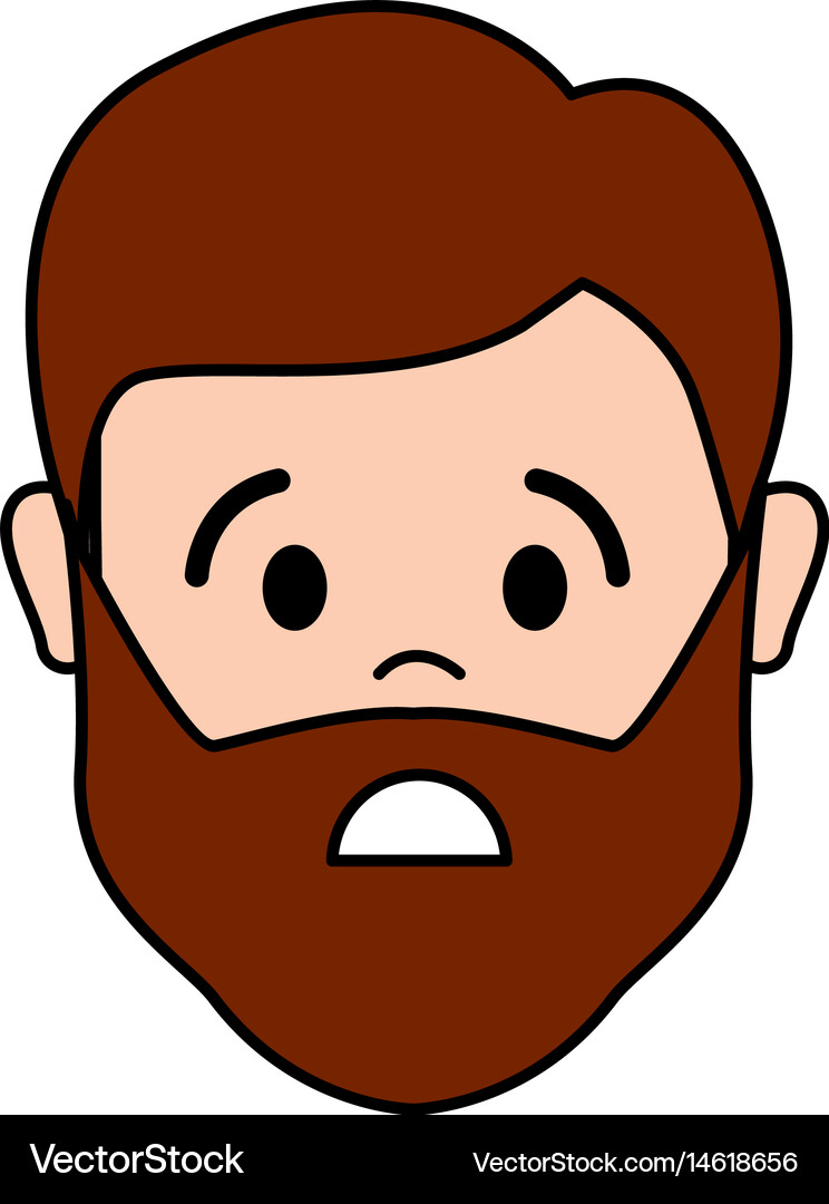 Sad man head and face with hairstyle Royalty Free Vector