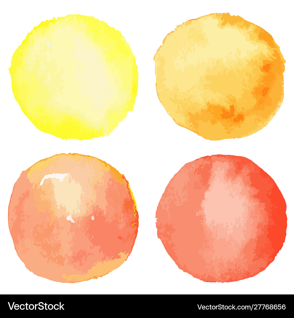 Set colorful watercolor hand painted round Vector Image