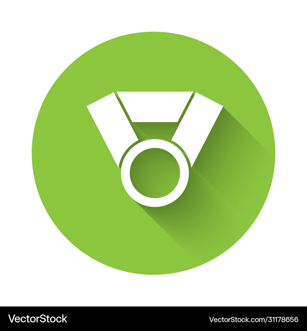 White medal icon isolated with long shadow winner Vector Image
