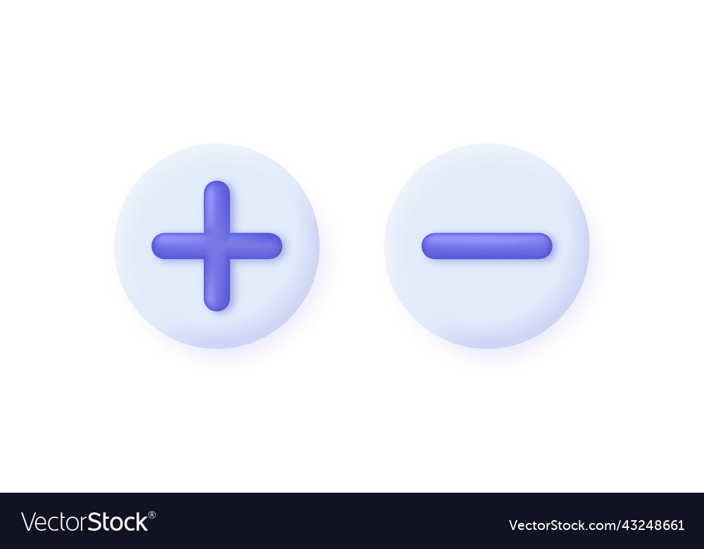 3d plus and minuse icon Royalty Free Vector Image
