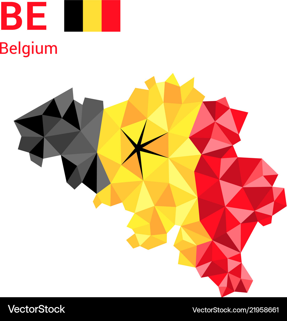Belgium flag map in polygonal geometric style Vector Image