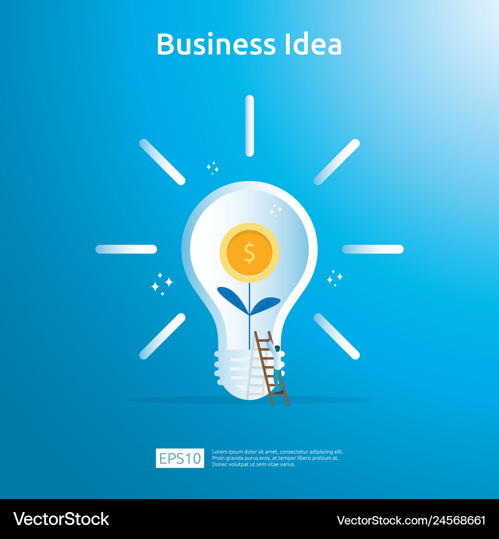 Business idea with light bulb and dollar coin Vector Image