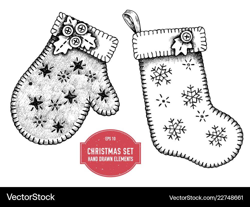 Collection of hand drawn mitten Royalty Free Vector Image