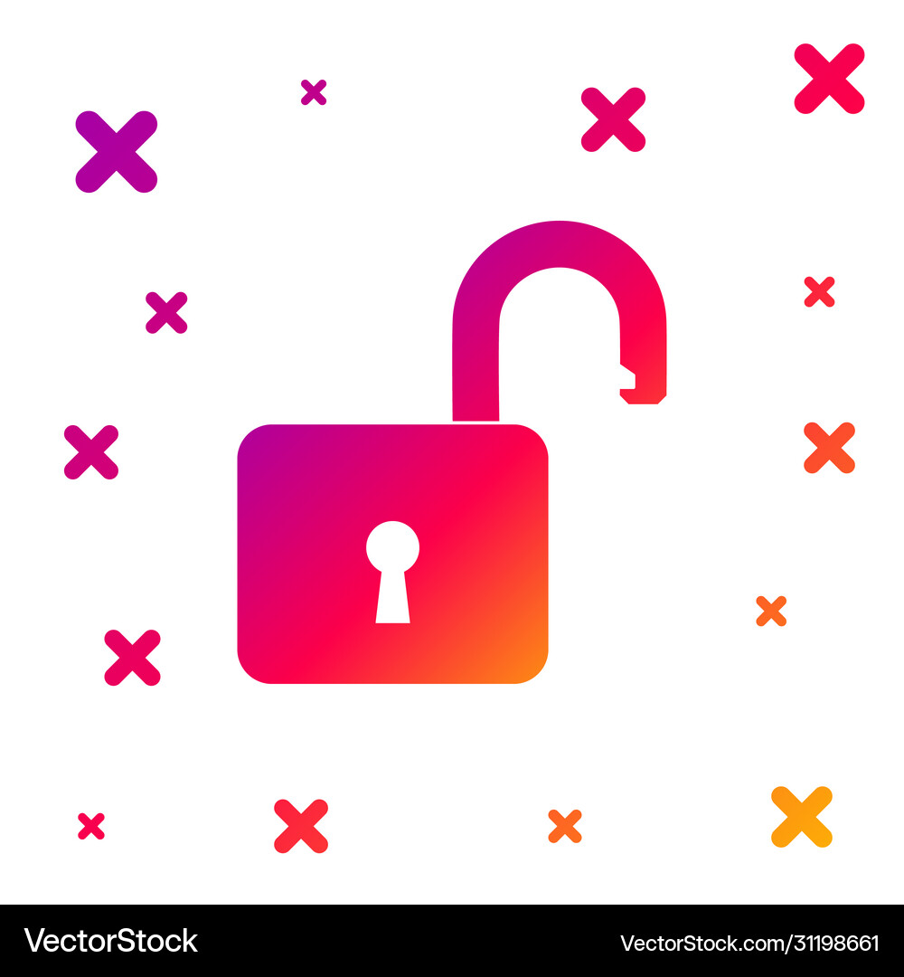 Color open padlock icon isolated on white Vector Image