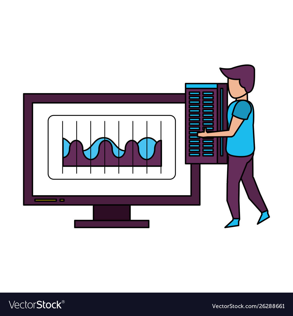 Computer screen technology hardware cartoon Vector Image
