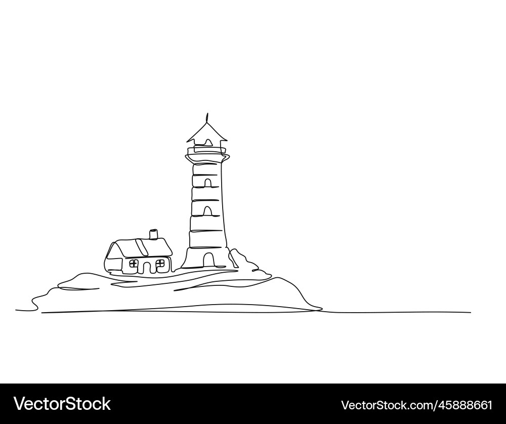 Continuous one line drawing of lighthouse tower Vector Image