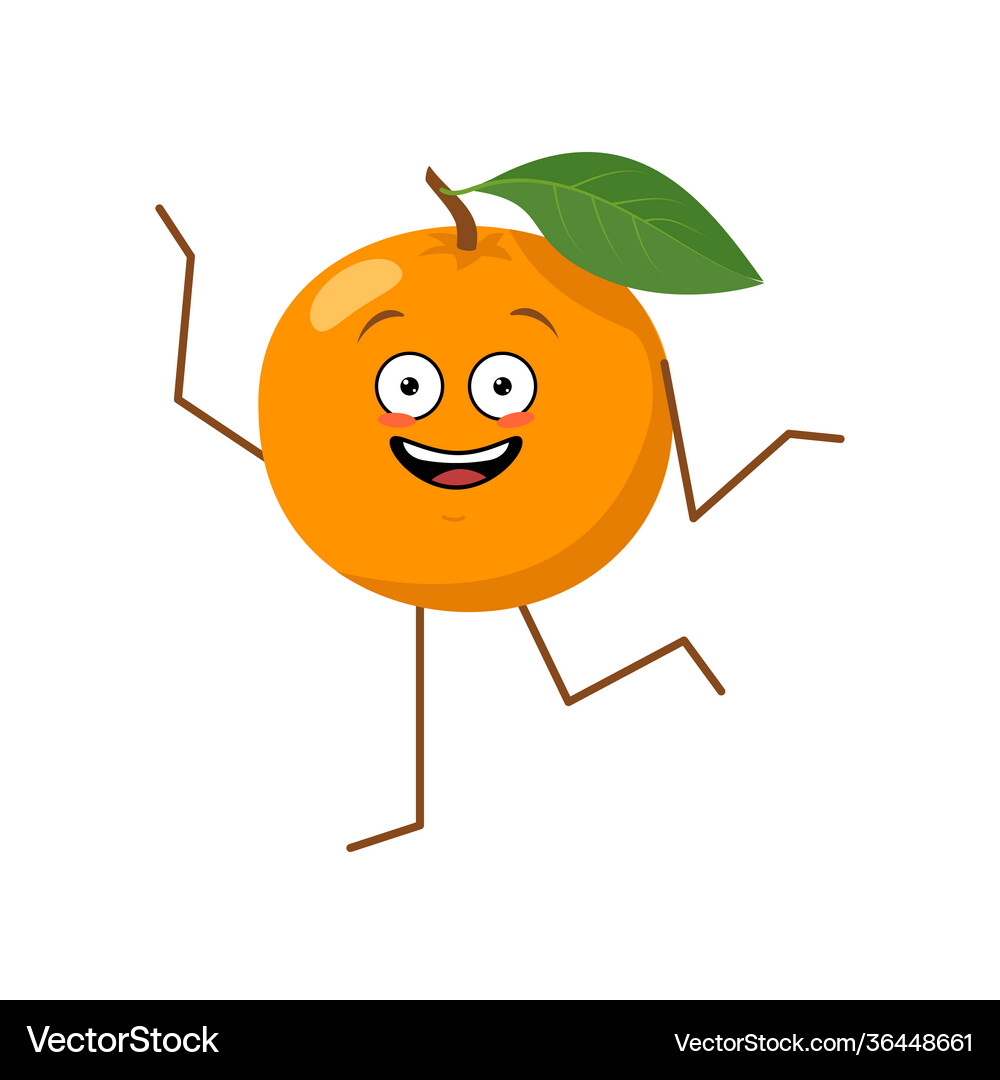 Cute character cheerful orange with emotions Vector Image