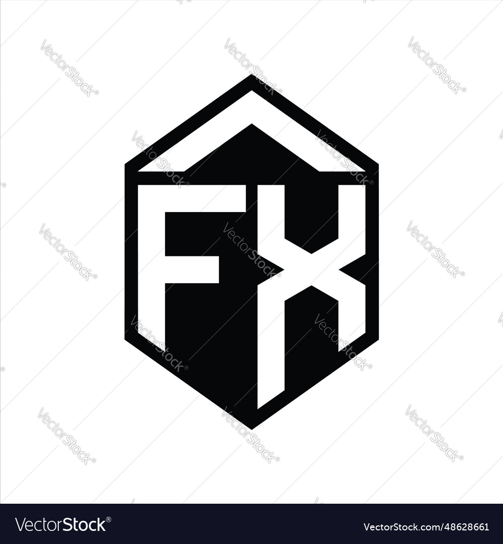 Fx letter logo monogram simple hexagon shield Vector Image