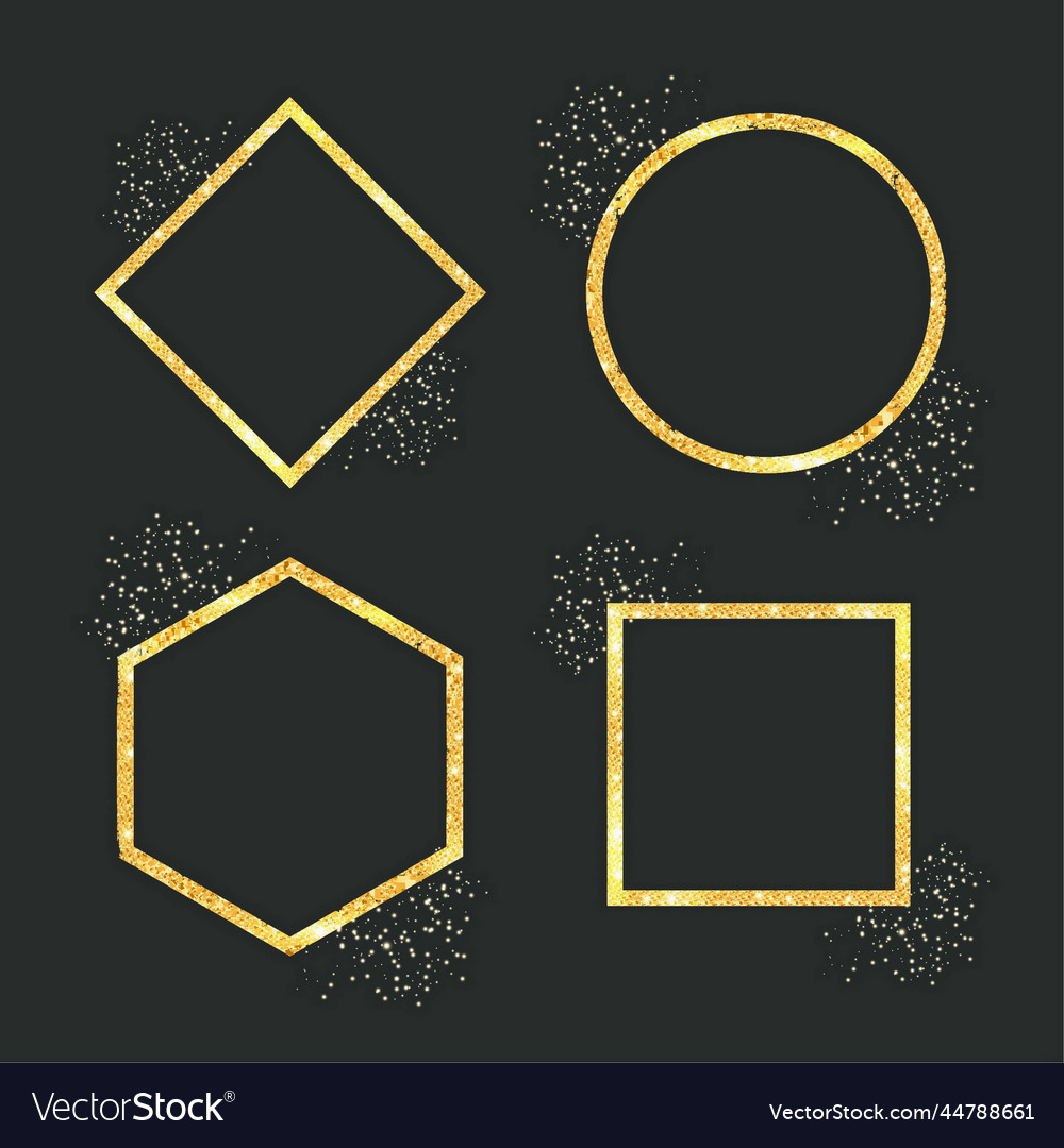 Geometric golden glitter frame Royalty Free Vector Image