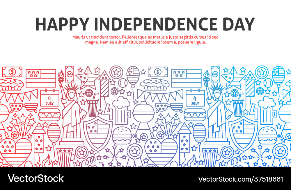 Happy independence day outline concept Royalty Free Vector