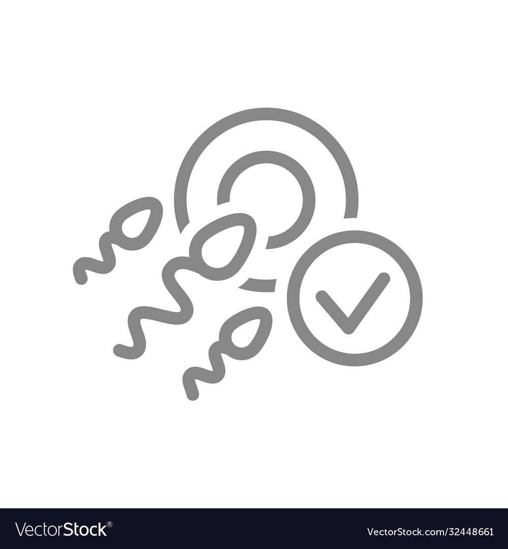 Human fertilization with tick checkmark line icon Vector Image Human fertilization with tick checkmark line icon Vector Image