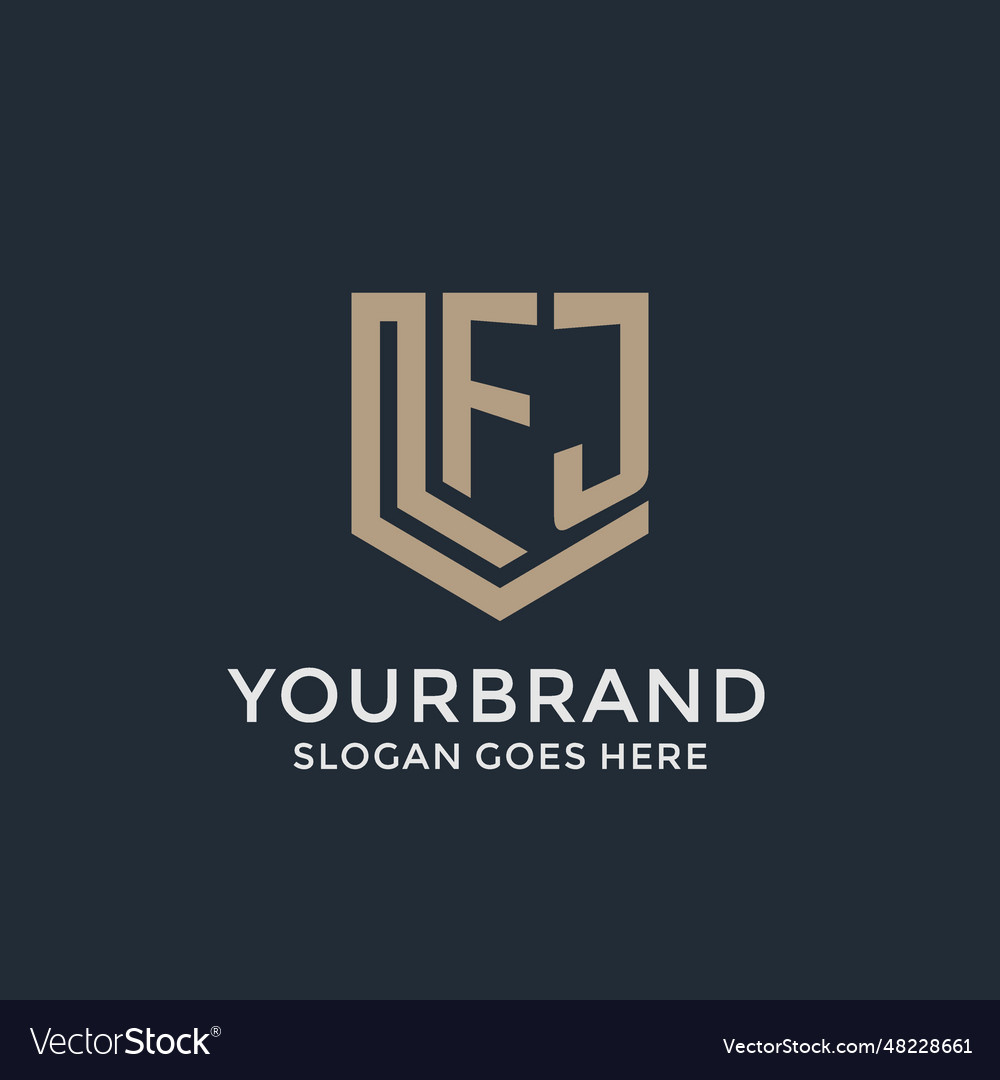 Initial fj logo shield guard shapes idea Vector Image