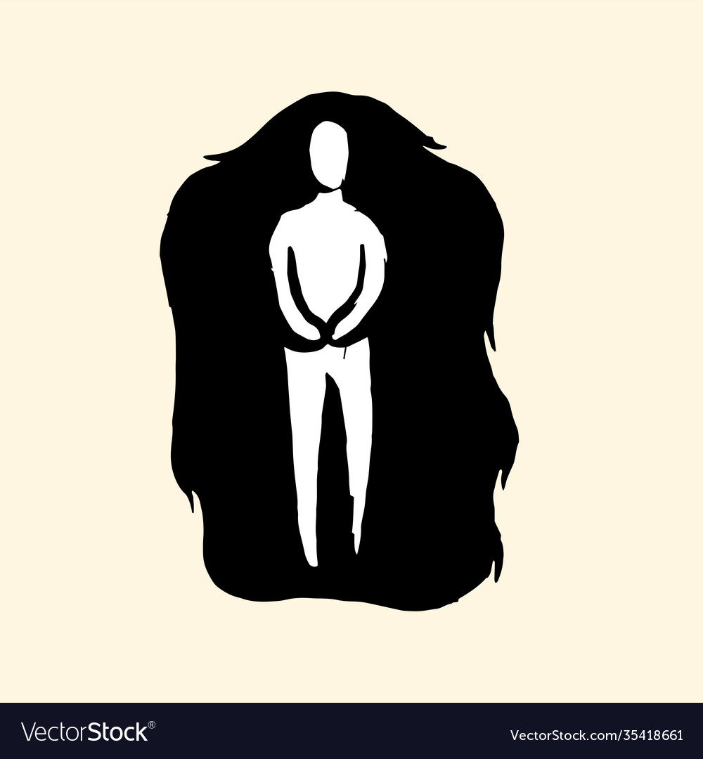 Sad loneless melancholy depressed woman with long Vector Image