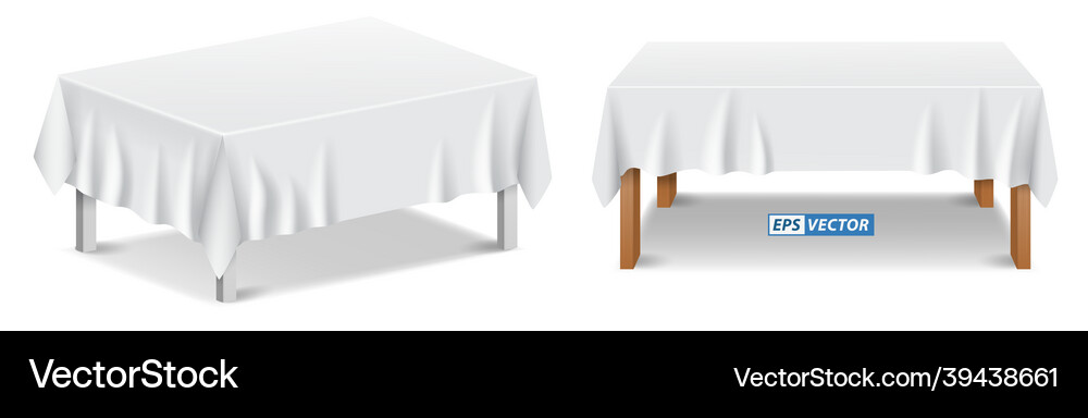Set of realistic white tablecloth isolated Vector Image