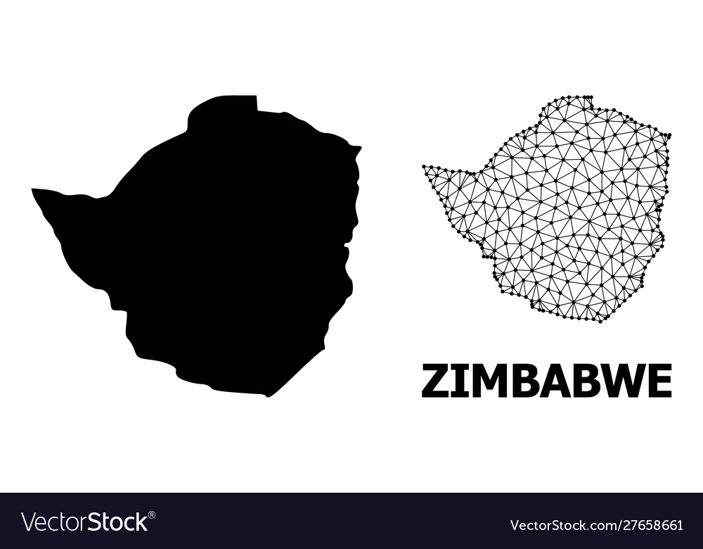 Solid and network map zimbabwe Royalty Free Vector Image