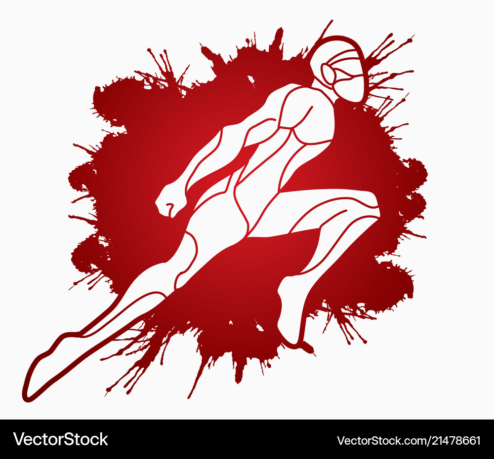 Superhero flying action cartoon ninja Royalty Free Vector
