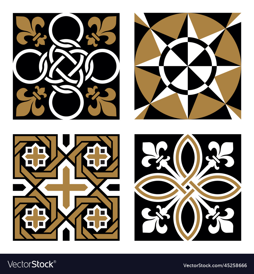 Collection of vintage ornamental tile patterns Vector Image