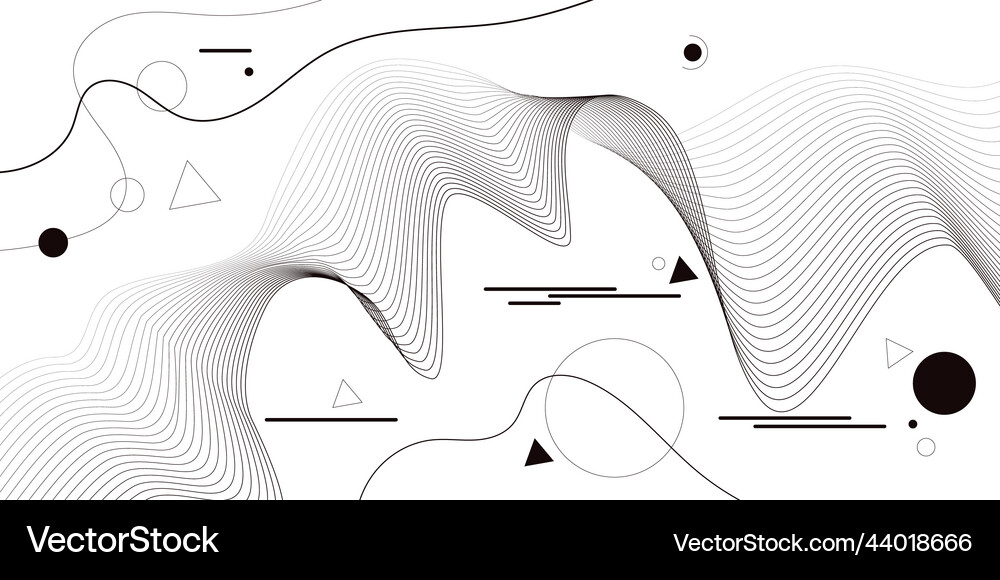 Curve lines with blend effect and geometric shapes
