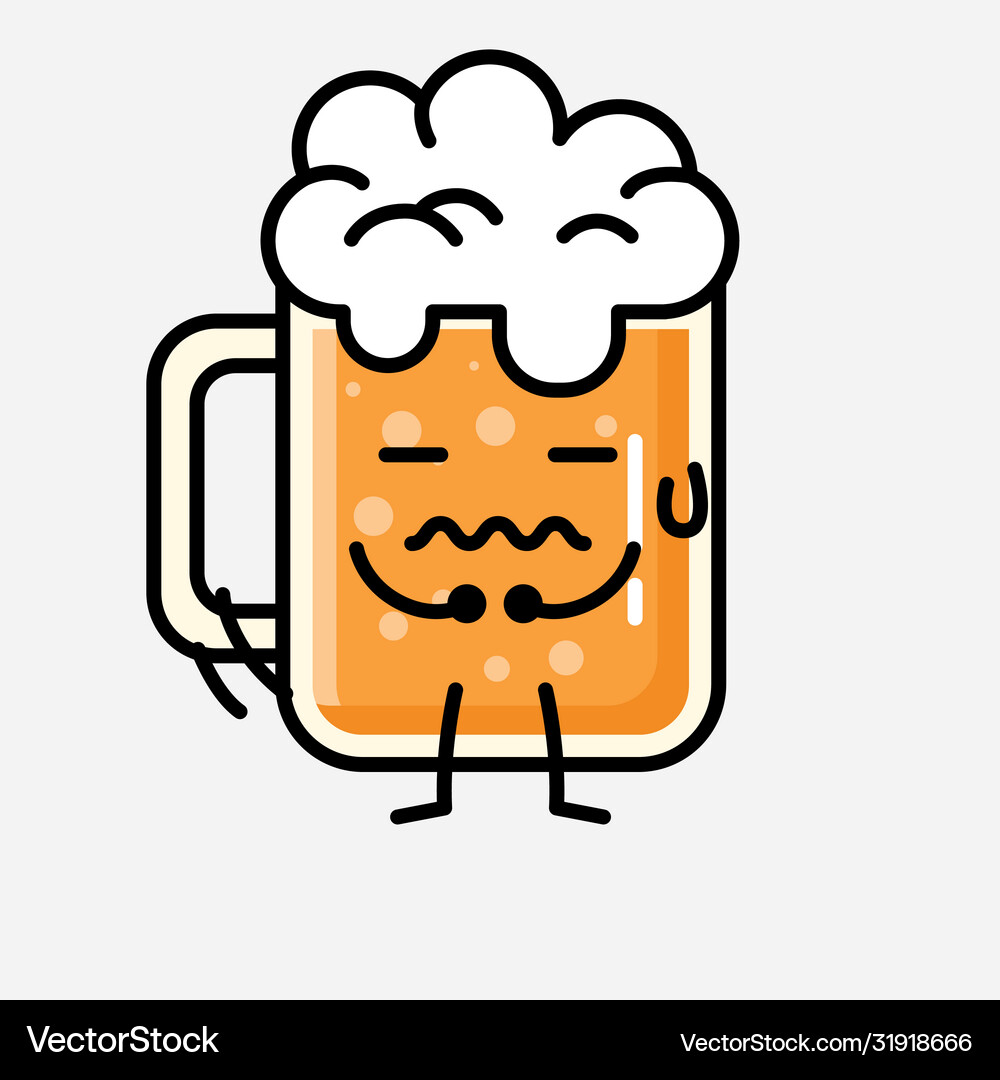 Cute beer mascot character in flat design style Vector Image