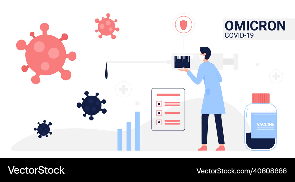 Doctor with syringe vaccination from omicron Vector Image