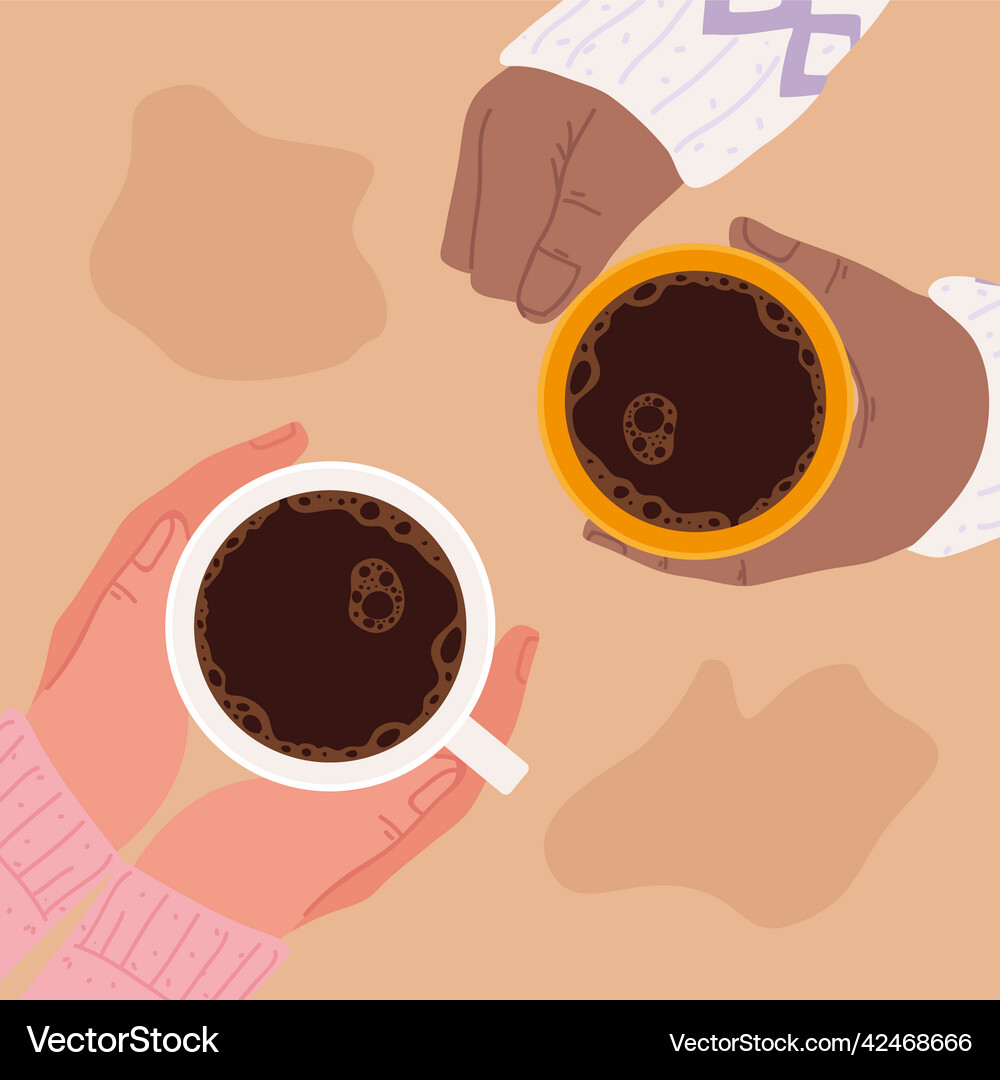 Hands holds cup of coffee Royalty Free Vector Image