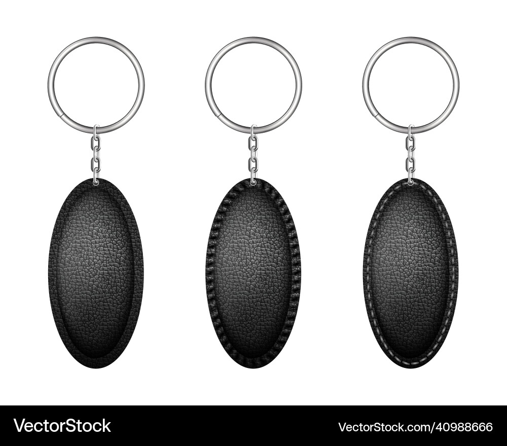 Leather oval keychain holder trinket for key Vector Image