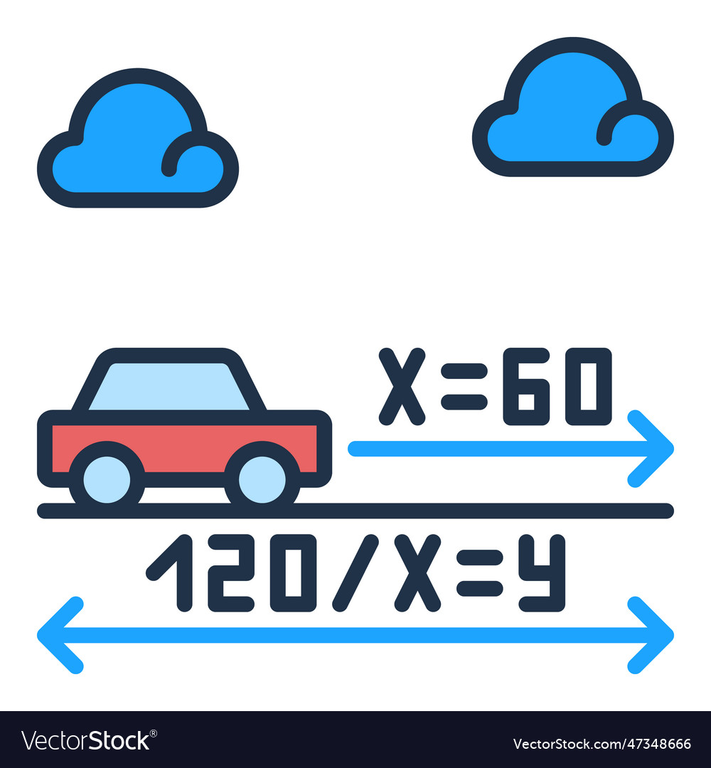 Mathematics Task With Car Concept Colored Icon Vector Image
