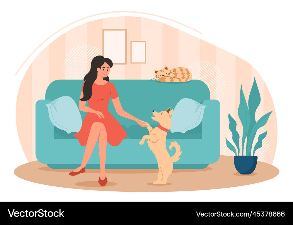 Person with pet at home Royalty Free Vector Image