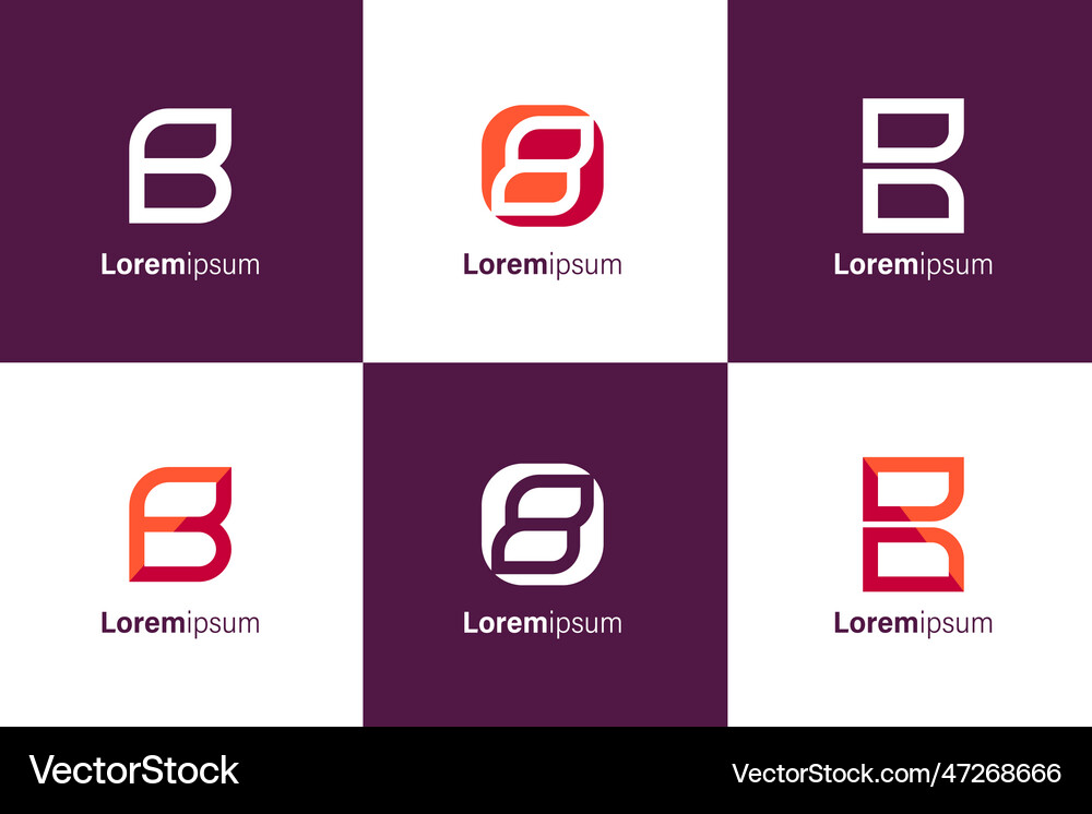 Set of creative letter b logo design collection Vector Image