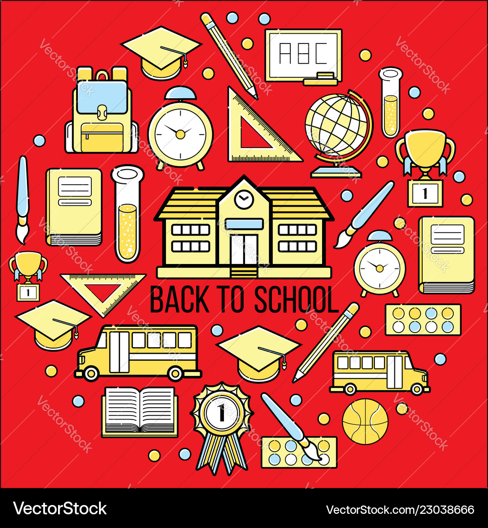 Stock of school icon web set Royalty Free Vector Image