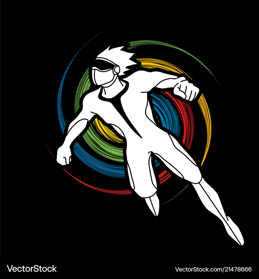 Superhero flying action cartoon Royalty Free Vector Image