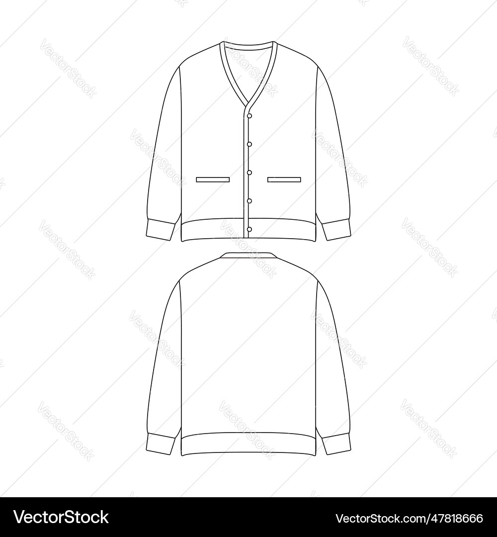 Template knit cardigan flat design outline Vector Image