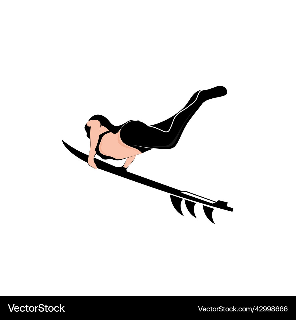 Woman surfing logo design Royalty Free Vector Image