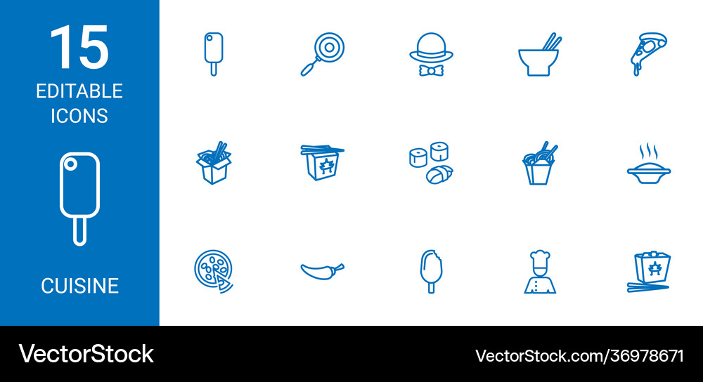 15 cuisine icons Royalty Free Vector Image - VectorStock