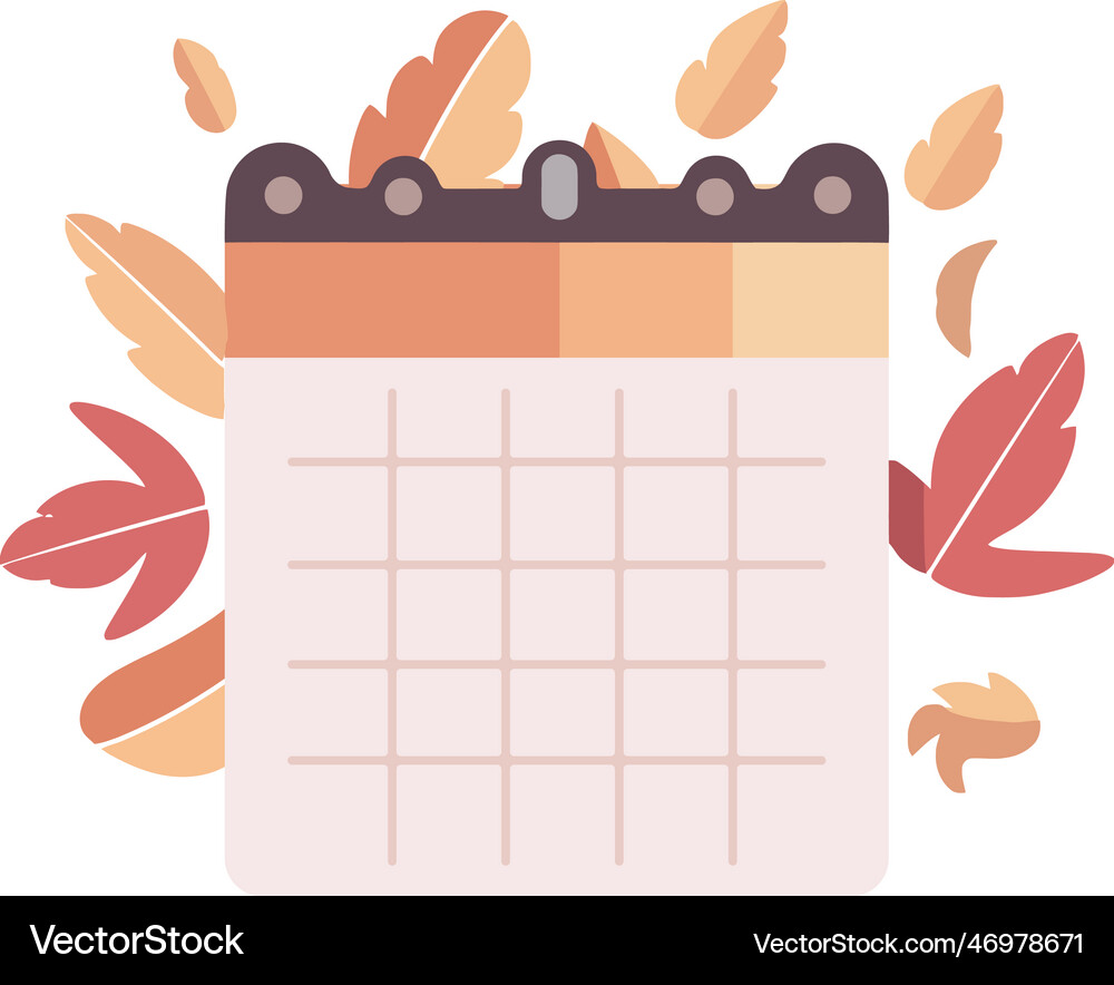 Autumn foliage and calendar Royalty Free Vector Image