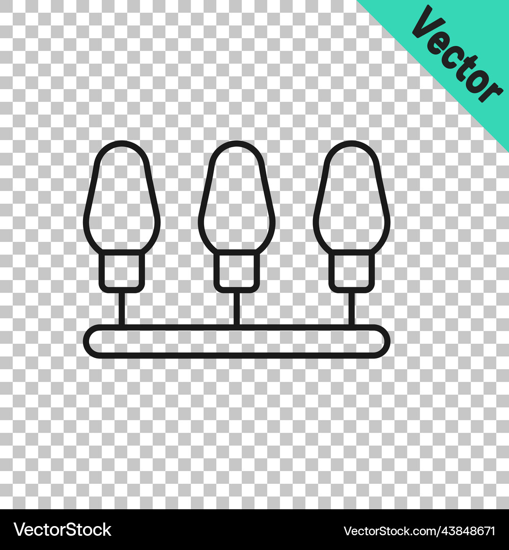 Black line christmas lights icon isolated Vector Image