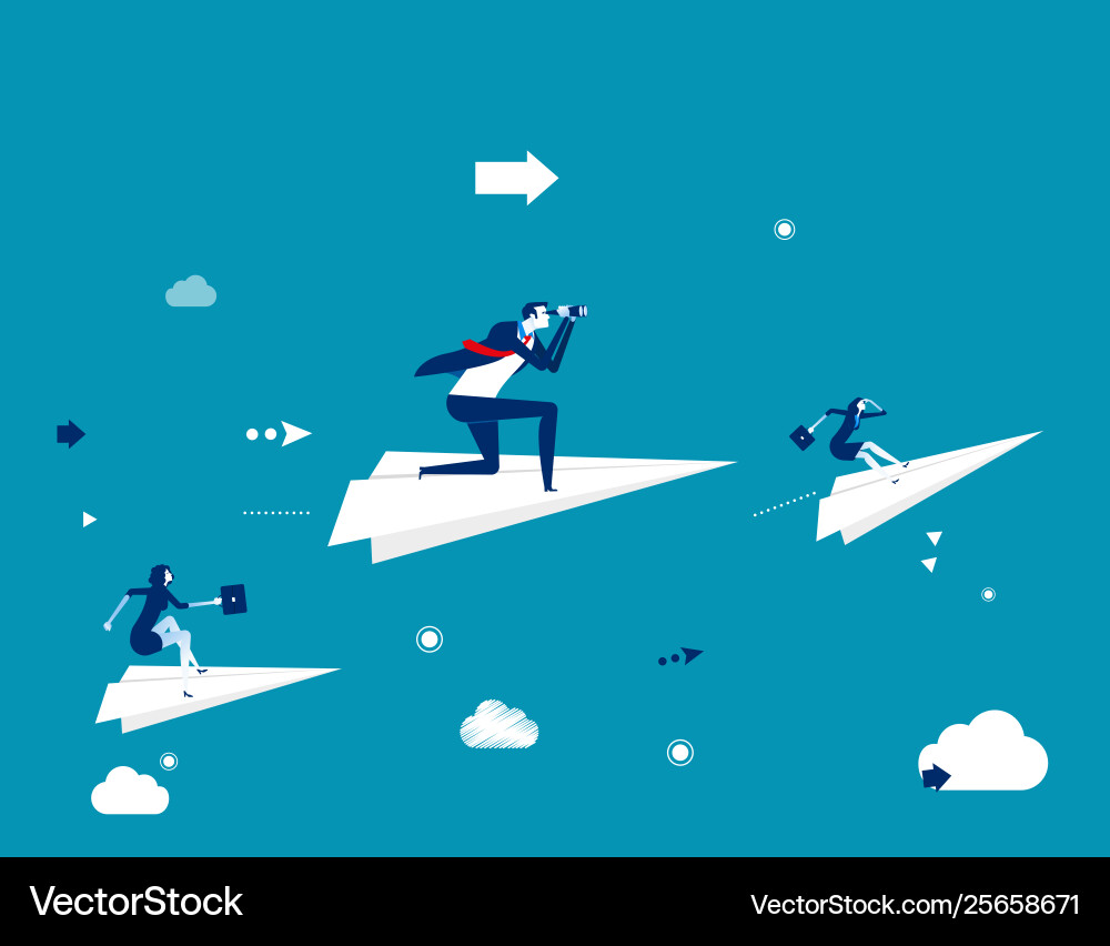 Business team flying on paper plane Royalty Free Vector