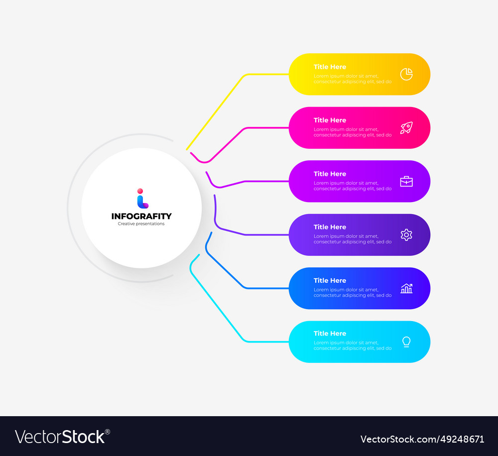 Central circle with 6 rounded elements Royalty Free Vector