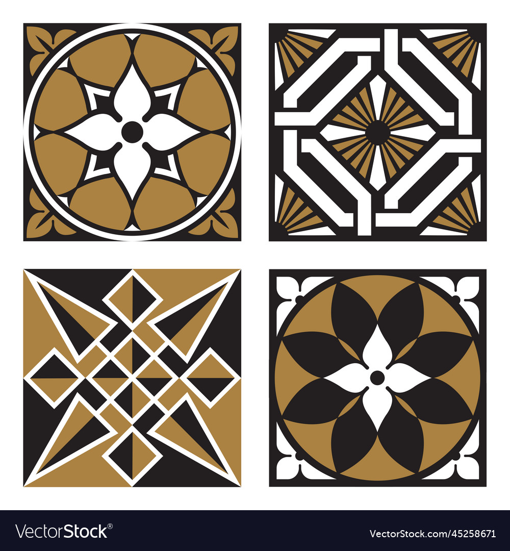 Collection of vintage ornamental tile patterns Vector Image