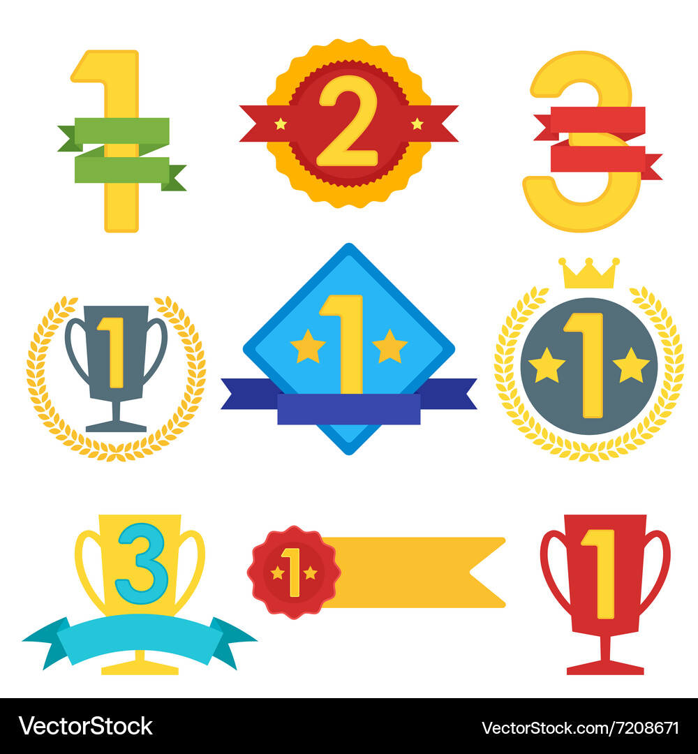 Collection of winner label sticker tags Royalty Free Vector