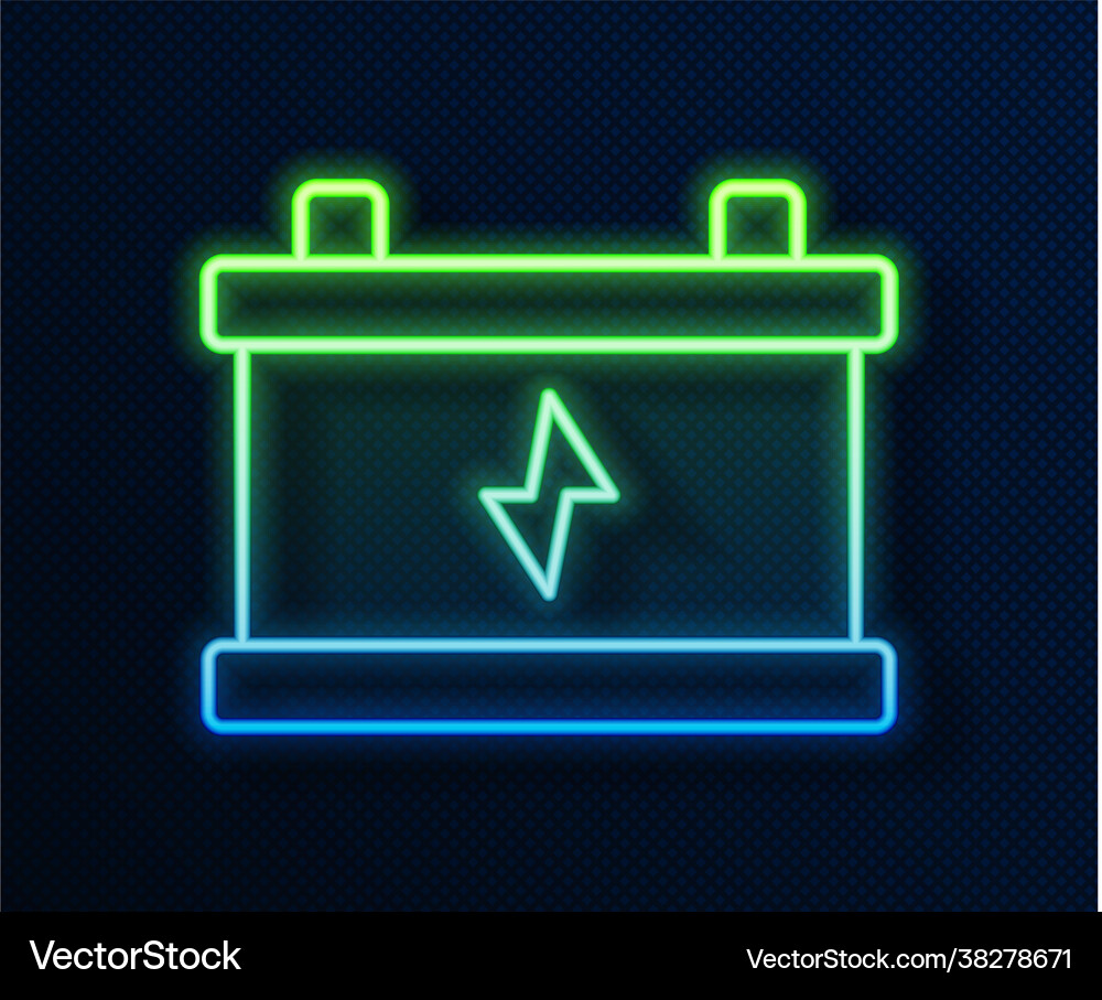 Glowing neon line car battery icon isolated Vector Image