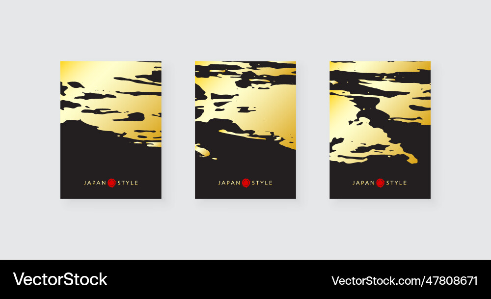 Golden ink brush stroke on black background Vector Image