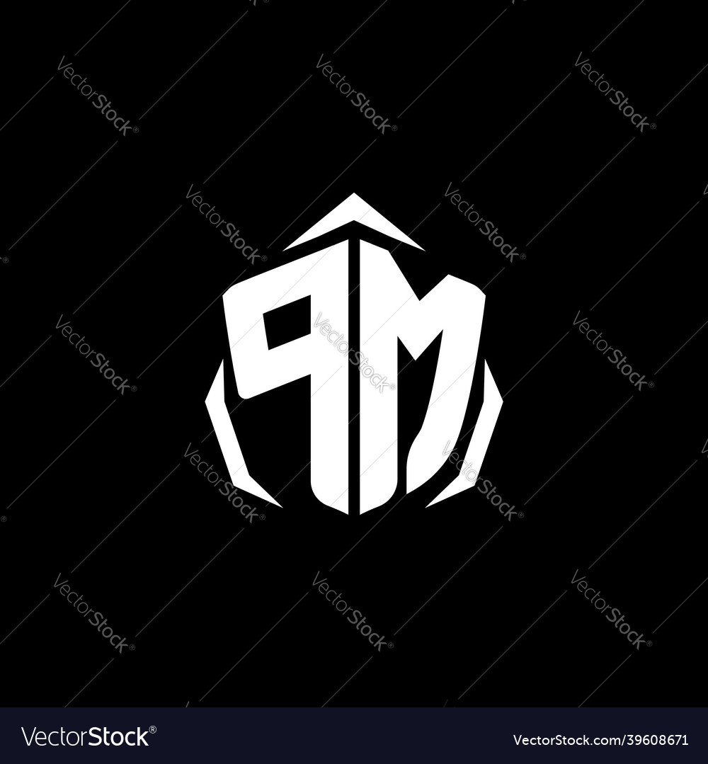 Pm monogram shield shape style Royalty Free Vector Image