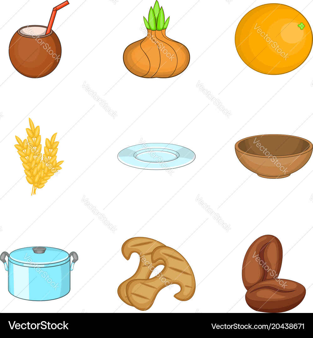 Proper nutrition icons set cartoon style Vector Image