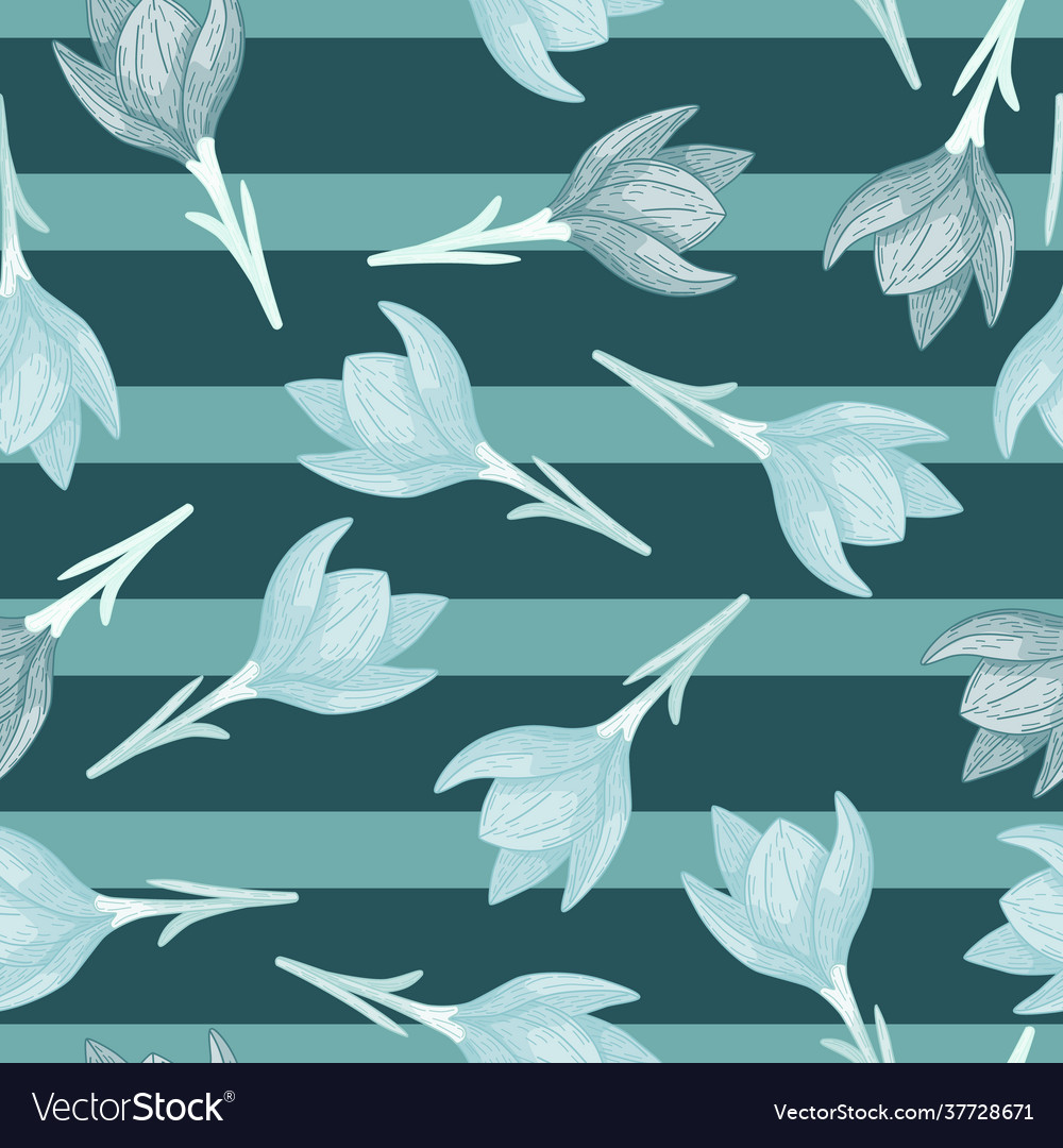 Random seamless nature botanic pattern with blue Vector Image