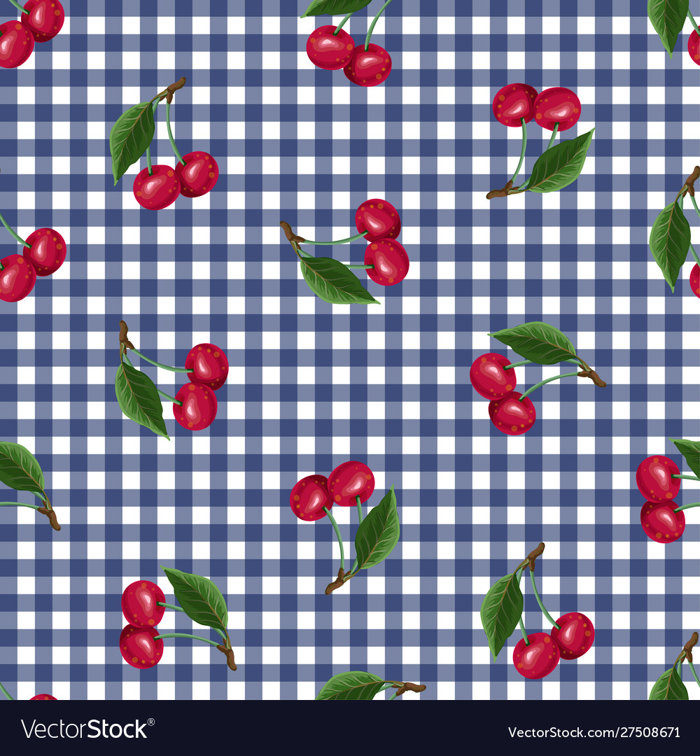 Seamless pattern with cherries Royalty Free Vector Image