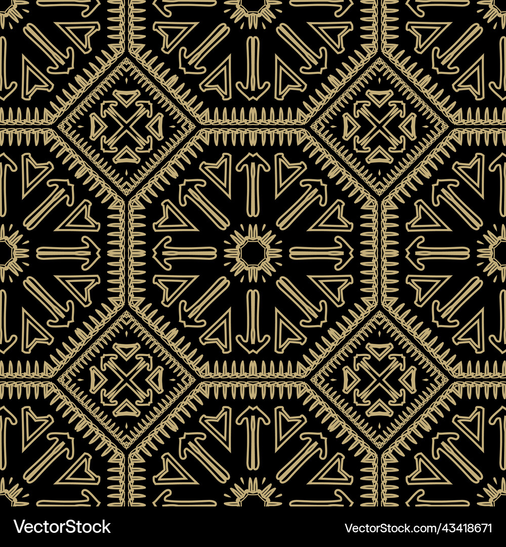 Tribal seamless pattern golden ethnic ornaments Vector Image