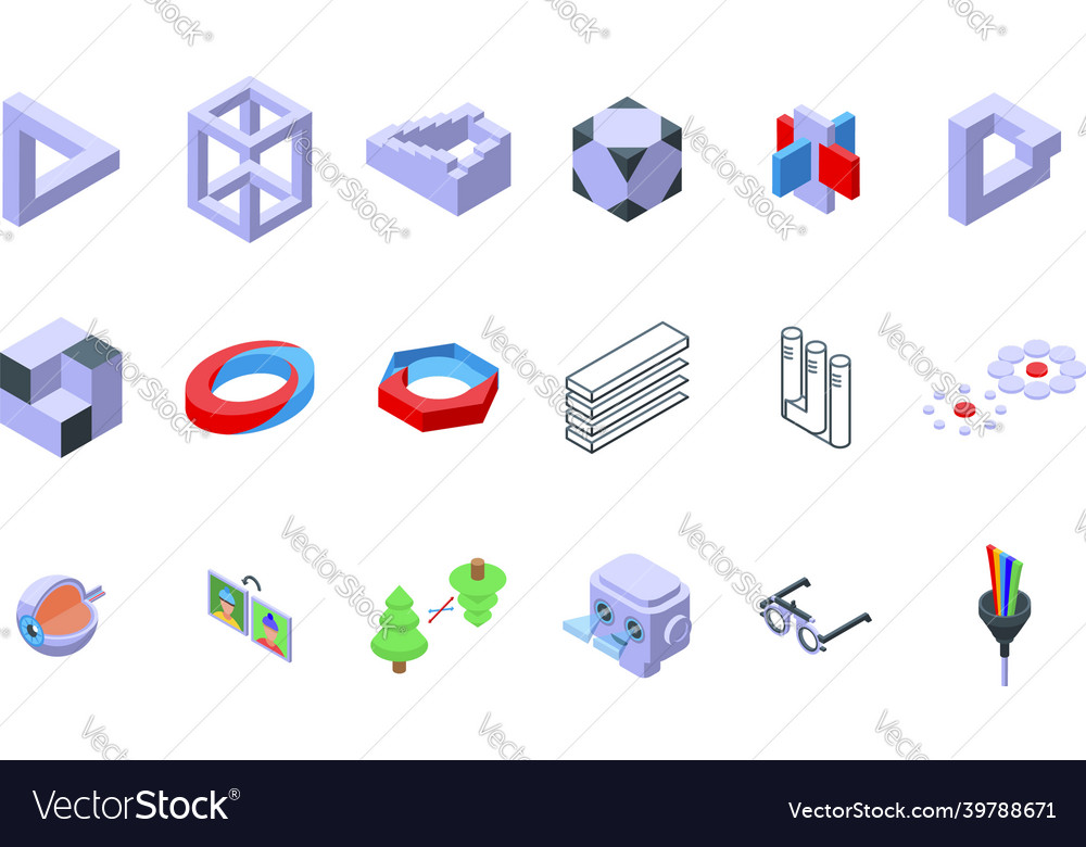 Visual perception icons set isometric Royalty Free Vector Visual perception icons set isometric Royalty Free Vector