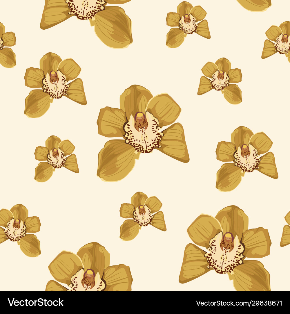 Yellow orchid phalaenopsis floral seamless pattern
