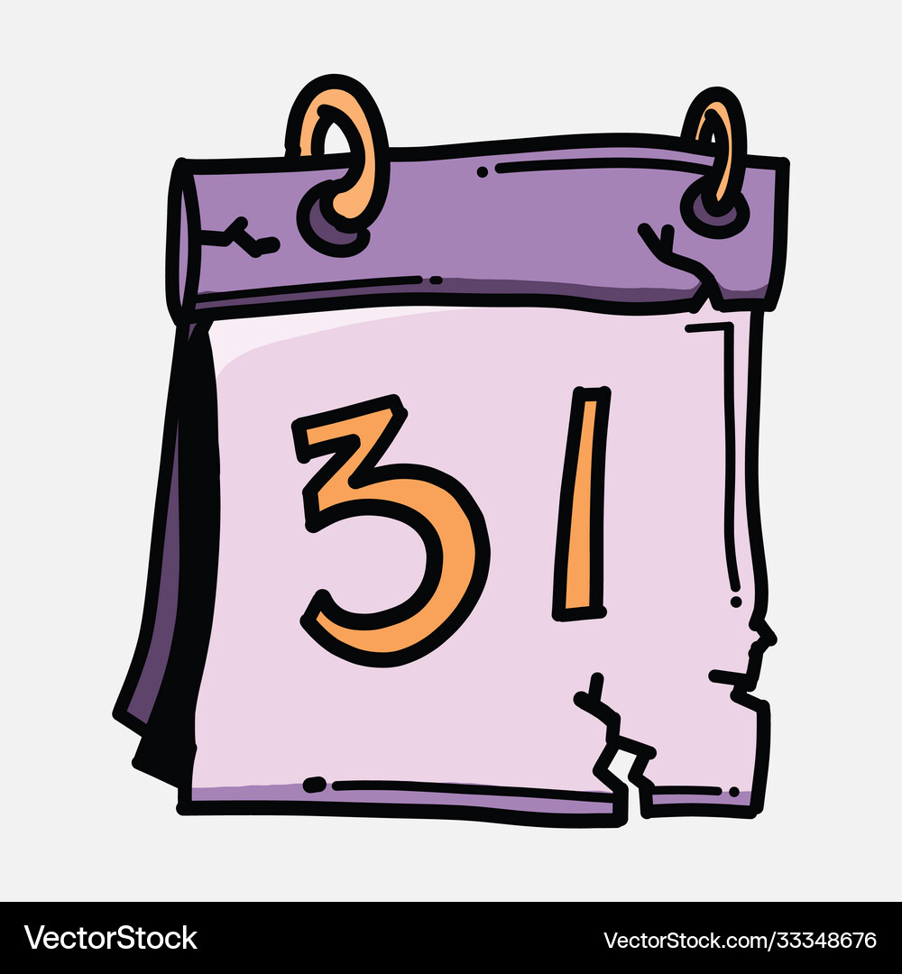 Calendar doodle color icon drawing sketch hand Vector Image